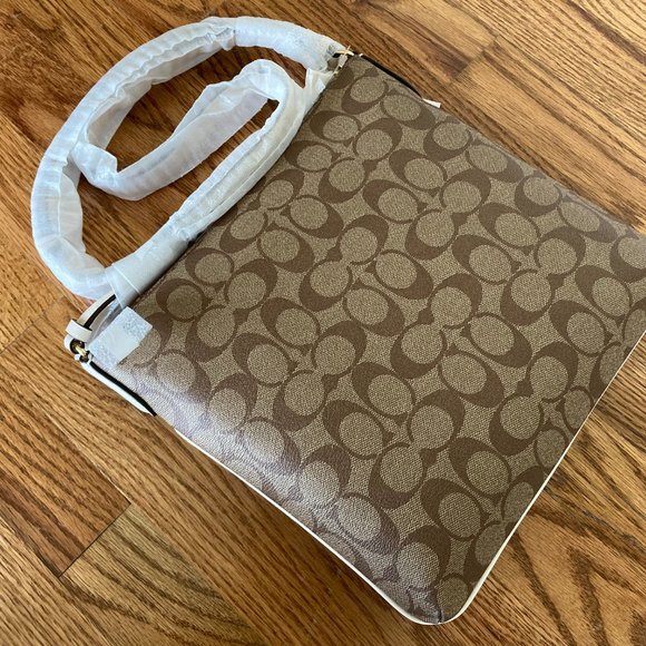 Coach | Bags | Coach Rowan File Bag Khaki Chalk Signature Canvas | Poshmark